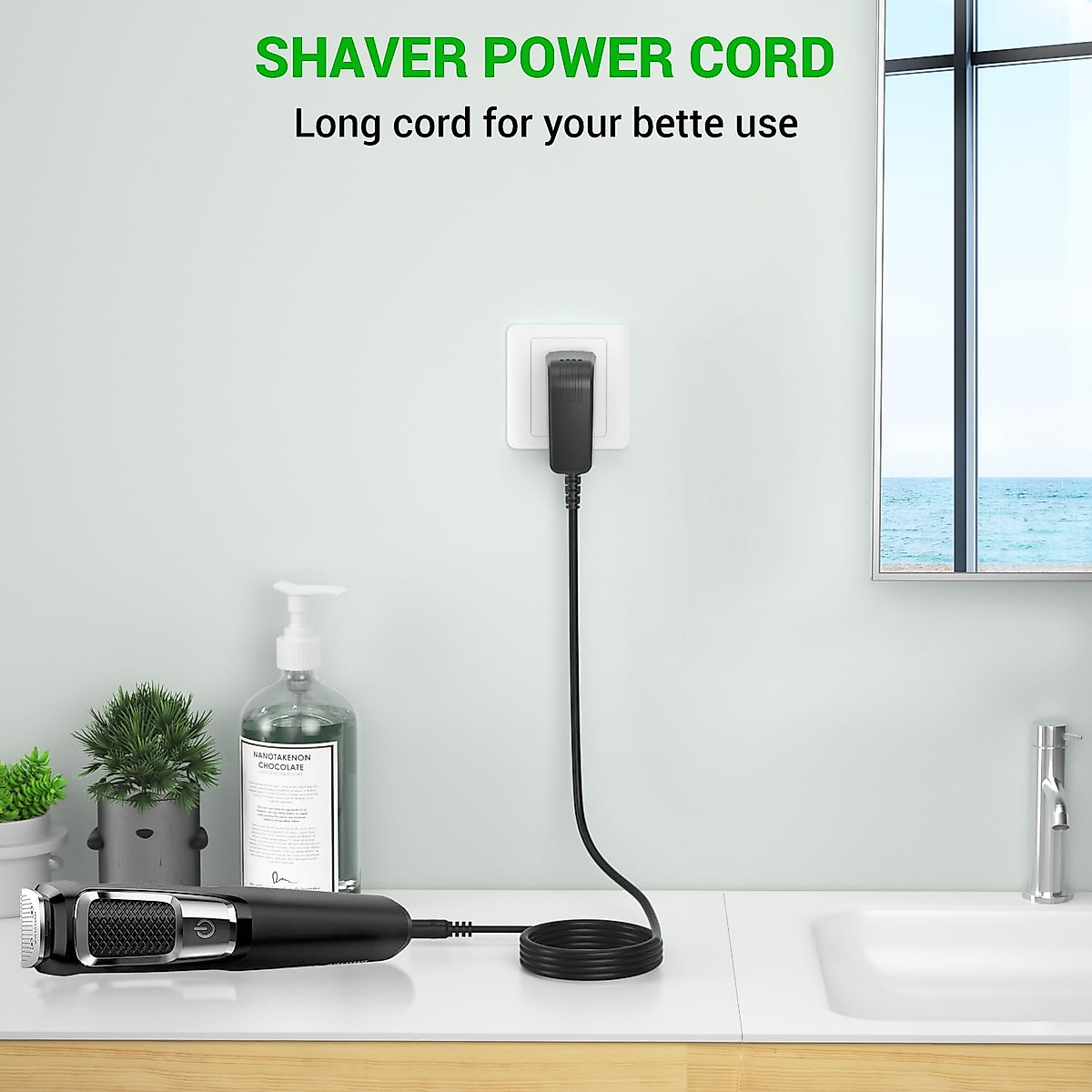 8V Shaver Charger Replacement Compatible with Philips HQ840 Norelco Multigroom Series 3000 MG3750 MG3750/50 MG3750/10 MG3750/60 MG3760 MG3760/50 Power Supply Cord Battery Charger (8V 100mA)