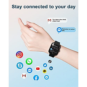 Smart Watch, Fitness Tracker with 24/7 Heart Rate Blood Oxygen Sleep Tracker, 5ATM Swimming Waterproof, Step Calorie Counter, 1.7" Touch creen Smartwatch for Men Women iPhone iOS Android