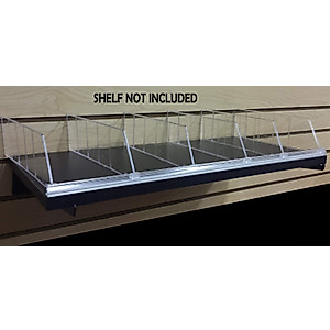 Universal Shelf Lip & Adjustable Depth Divider Kit, [1] 48" L Adhesive Front Lips w/ [10] 3" H Divider