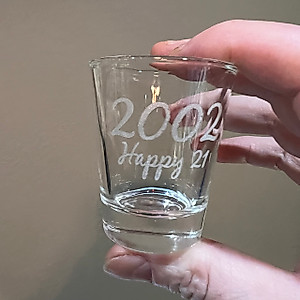 2oz Custom Happy 21 with your year PERSONALIZED Shotglass LASER