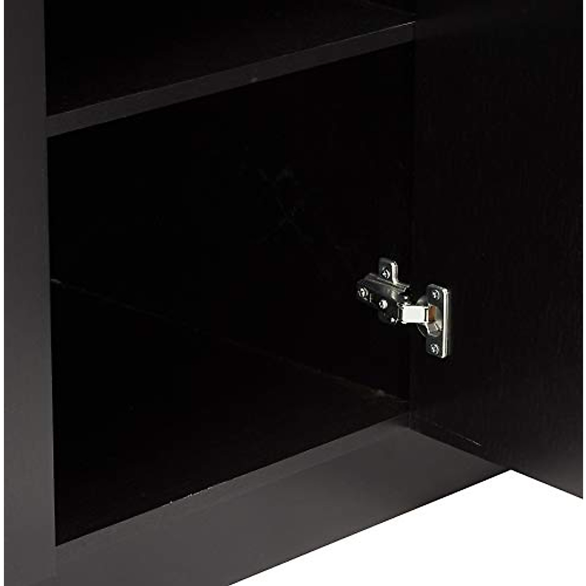 Manhattan Comfort Viennese Collection Mirrored Buffet Cabinet/Dining Console with Compartment Shelves, 62.99" Inches, Black Matte