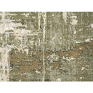 Abani Savoy Collection Area Rug - Contemporary Green/Cream Design - 5'3" x 7'6" - Easy to Clean - Durable for Kids and Pets - Non-Shedding - Medium Pile - Soft Feel -for Living Room, Bedroom & Office