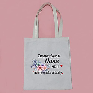 PWHAOO Nana Tote Bag Gift Important Nana Stuff Mainly Snacks Actually Tote Bag Mother's Day Gift (Nana Stuff TB)