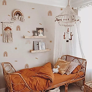 Boho Wall Stickers Girls Bedroom Removable Wall Decals Nursery Kids Room Decor Vinyl Murals DIY Cute Decorations (Rainbow Sun Plant）