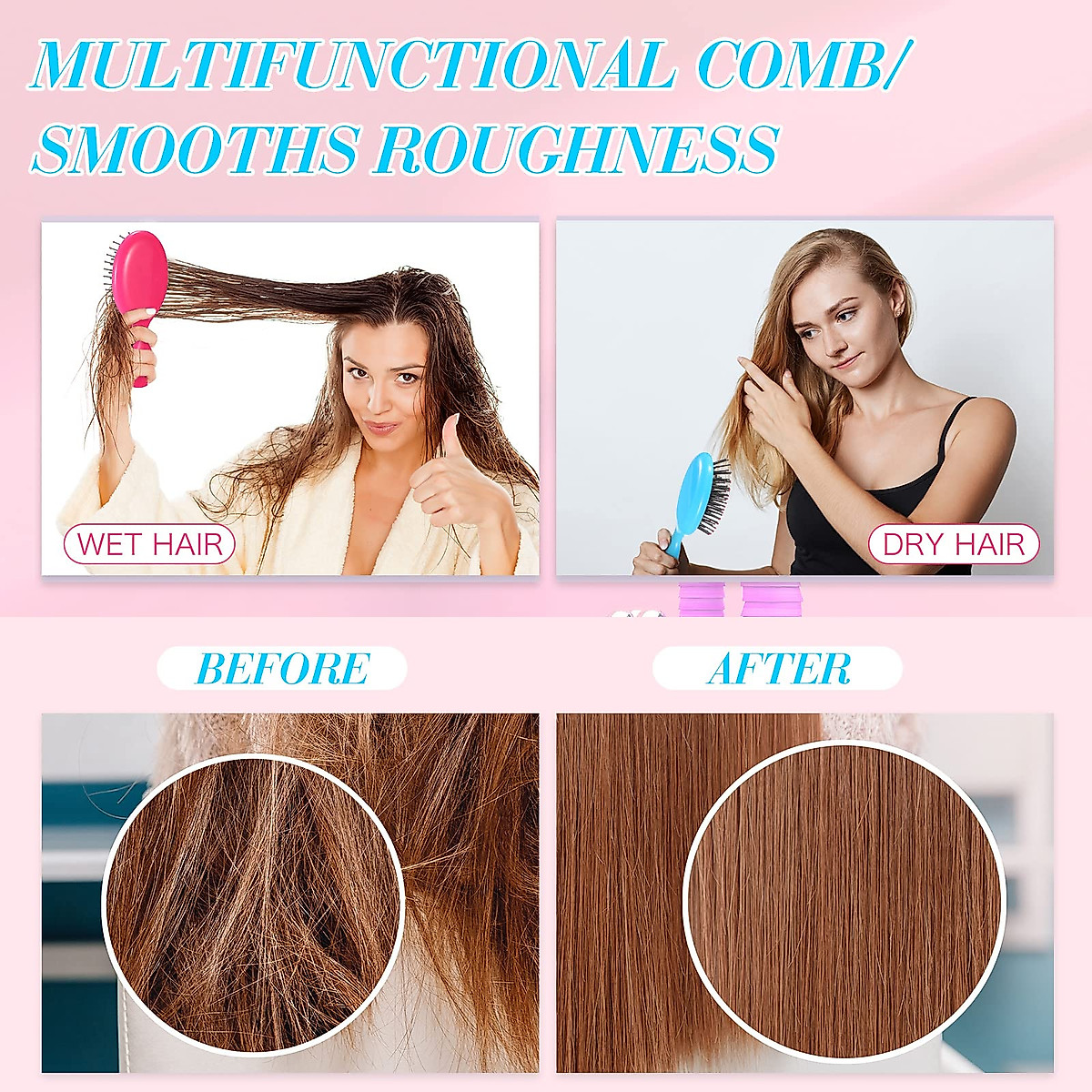 100 Mini Wet Hair Brush Bulk Travel Detangling Brush Soft Bristles Dry Wet Hair Brush Kids Small Hair Brush for Women Most Hair Types Glide Through Tangles with Ease Knots without Tears (Colorful)