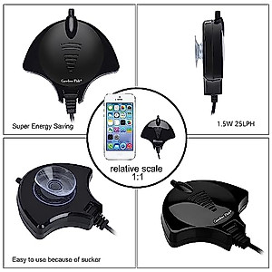Carefree Fish Manta Ray 1.5W Mini Air Pump with Accessories Tube and Tiny Air Stone Quiet Aerator Kit for Fish Tank 0.5-15 Gallon Fish Bowl Oxygen Pump