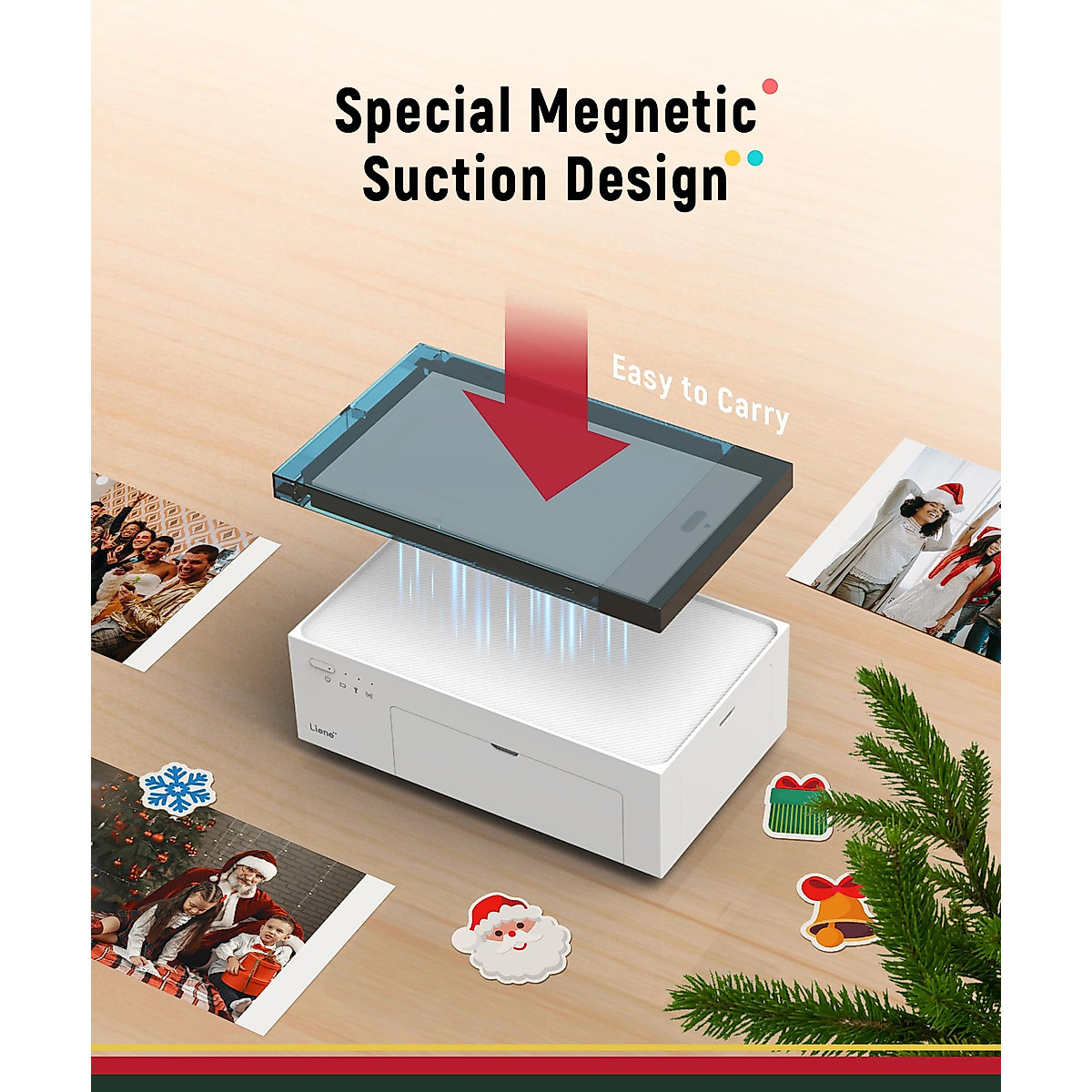 Liene 4x6'' Instant Photo Printer (Battery Edition) Bundle100-sheet, 3 Ink-Cartridge, Wireless Photo Printer for iPhone, Smartphone, Android, Computer, Dye Sublimation, Photo Printer for Travel, Home