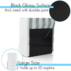 Modern Glossy Metal Napkin Holder - Black Napkin Holders For Table - Napkin Holders for Paper Napkins - Kitchen Napkin Holder - Kitchen Accessories - Restaurant and Bar Decor