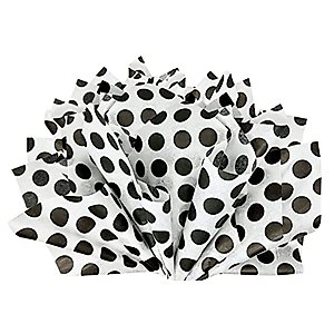 Flexicore Packaging | Black Polka Dot Gift Wrap Tissue Paper | Size: 15 Inch X 20 Inch | Count: 10 Sheets | Color: Black | DIY Craft, Art, Wrapping, Decorations
