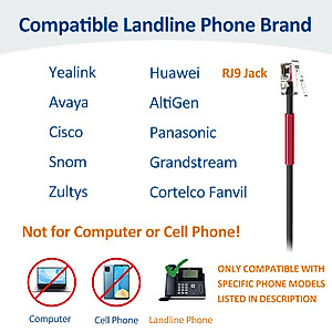 Wantek Corded Telephone Headset Monaural with Noise Canceling Mic + Quick Disconnect Work for Yealink SIP-T19P T20P T21P T22P T26P T28P T32G T41P T38G T42G T46G T48G Avaya 1608 9611G IP Phones(600QY1)