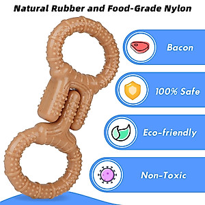 SUSSEXHOME Molar Teeth Indestructible Dog Chew Toy - Long Lasting Dog Chew Toys for Aggressive Chewers - Natural Rubber & Food-Grade Nylon - Deep Cleaning Teething Toy for Big Pets - Brown