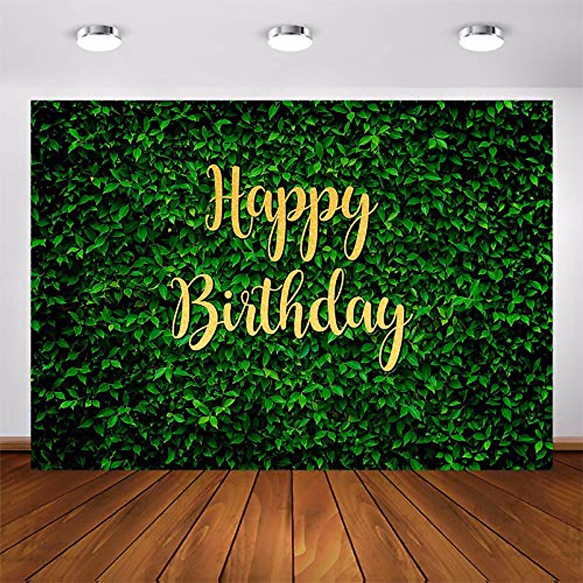 Avezano Green Leaves Happy Birthday Backdrop for Jungle Safari Party Decorations Photography Background Nature Green Rustic Lawn Leaves Birthday Party Photoshoot Photobooth (8x6ft)
