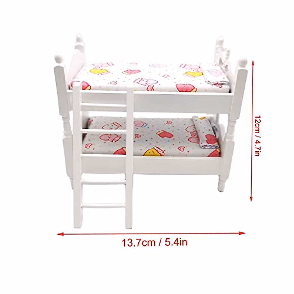 3Pcs Dollhouse Decoration Accessories, 1Pc Dollhouse Miniature Children Bedroom Furniture Bunk Bed with Ladder and 2Pcs Miniature Carpet Turkey Rugs for Kids Gift (A)