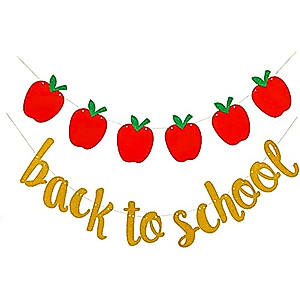 Back to School Banner Apple Garland Banner for First Day of School Classroom Decor Teacher Gifts Apple Themed Party Supplies by Ucity