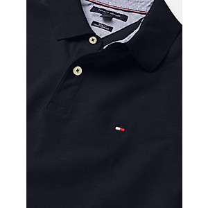 Tommy Hilfiger Mens Men's Short Sleeve Stretch in Slim Fit Polo Shirt, Navy Blazer-pt, Small US