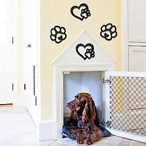 JEKEJIAJIU Dog Room Decor Paw Prints Wood Wall Art Dog Lover Wall Decor Sign for Living Room Bedroom Bathroom Nursery Dog Mom Gifts