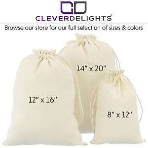 CleverDelights Cotton Bags - 14" x 20" - 10 Pack - Premium Muslin Drawstring Bag