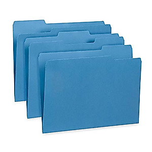File Folder, 1/3 Cut Tab, Letter Size, Blue, Great for Organizing and Easy File Storage, 100 Per Box