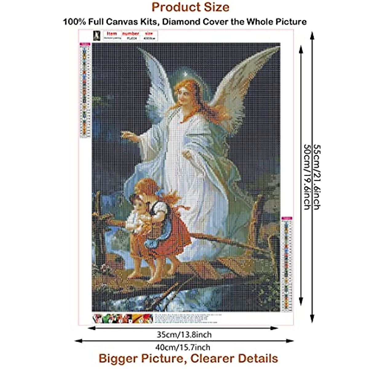 JesMolla 5D DIY Diamond Art Painting Kits for Adults, Large Size Full Drill Diamond Arts Rhinestone Pasted, DIY Painting Diamonod Dot Arts Crafts for Home Wall Decor Gift, 15.8”x21.6” (Angel Bless)