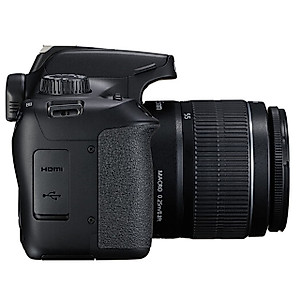 Canon EOS Rebel 4000D / T100 DSLR Camera w/Canon EF-S 18-55mm Lens + 2Pc 64GB Memory Card + Tripod + Photo and Video Editor & More (Renewed)