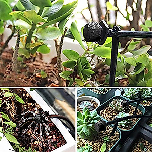 Axe Sickle 100 Pcs Adjustable Irrigation Drippers Sprinklers 1/4 Inch Emitter Dripper Micro Drip Irrigation Sprinklers for Watering System, Black.