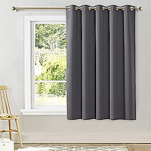 NICETOWN Bedroom Blackout Curtain Panel - Window Treatment Thermal Insulated Solid Grommet Blackout for Living Room (1 Panel, 70 by 63 Inch, Grey)