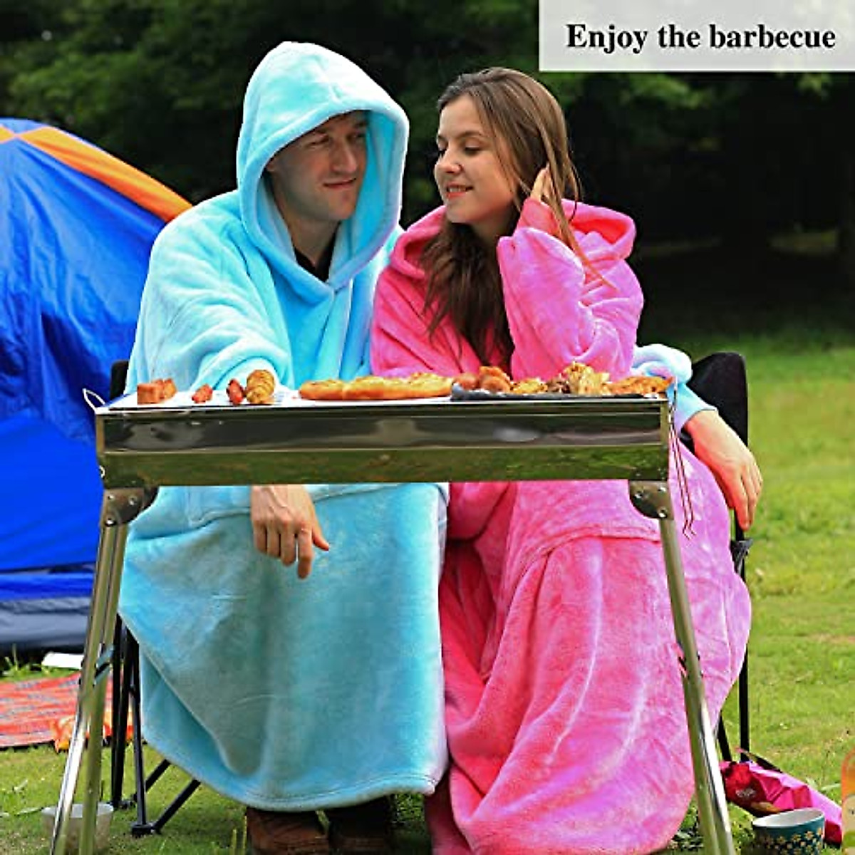 Daverose Lengthened Oversized Blanket Hoodie Wearable Blanket Sweatshirt for Women Adult and Kids - Teal Hoodie Blanket Hooded Blanket with Sleeves and Giant Pocket, Super Warm Cozy Blanket