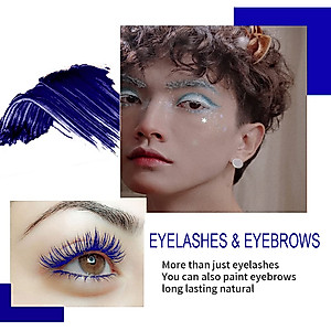Easilydays Colored Waterproof Mascara for Eyelashes, Colorful Mascara Long Lasting Thick Mascara Rainbow Color Fiber Charming Mascara Makeup, Cosplay Brown White Black Pink Purple Blue Eye Lashes Party Stage Use (#05 Brown)