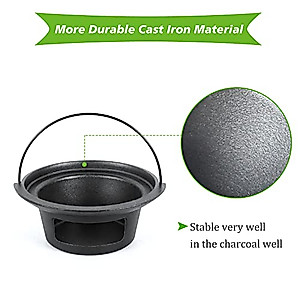 KAMaster New Cast Iron Ash Can with Embedded Handle for Large Big Green Egg,Must Haves Kamado Ash Basket Big Green Egg Accessories Kamado Joe Classic,Louisiana Grill LG24 and Other Similar Size Grill