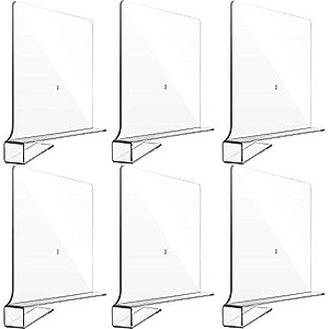 Clear Acrylic Shelf Dividers for Closet Organization Transparent Closet Shelf Divider Organizer Multi Functional Wood Closet Separator for Storage in Bedroom, Kitchen, Office (6 Pieces)