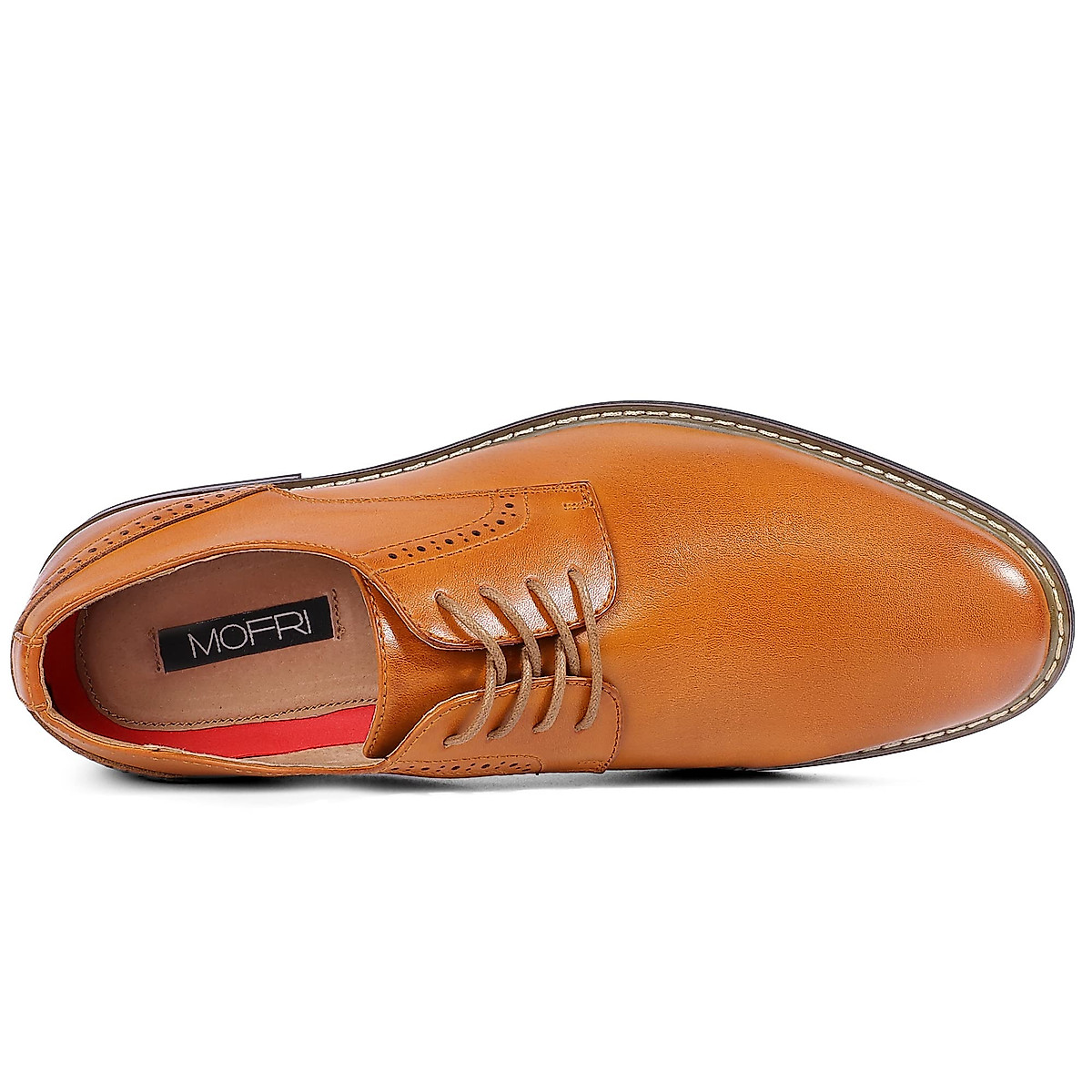 Mofri Men's Oxford Dress Shoes Wingtip Lace Up Dress Shoes(Brown Pu,10)