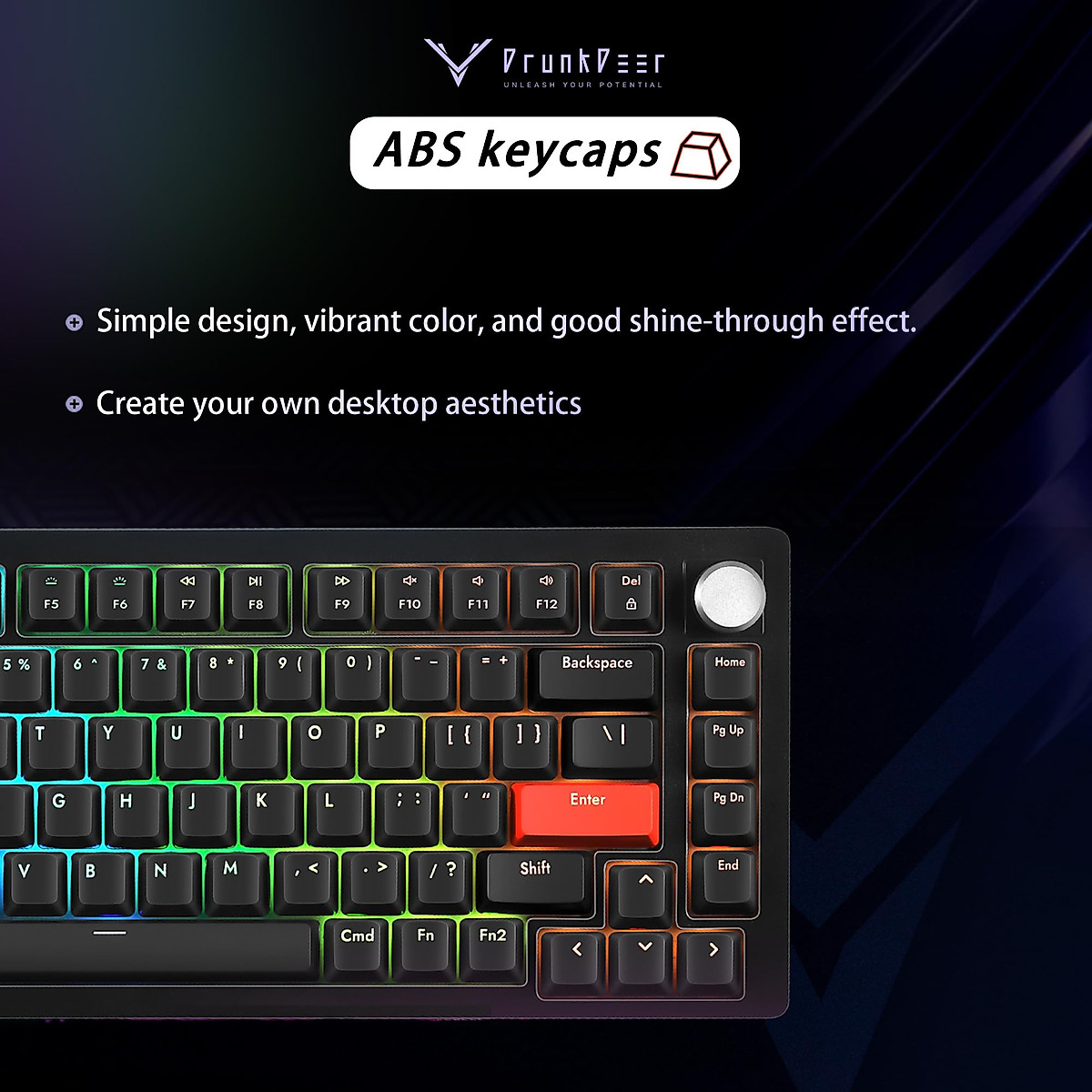 DrunkDeer A75 Mechanical Keyboard Magnetic Switches TKL Gaming Keyboard 82Keys PBT Keycap USE Wired OEM Profile RGB 82 Keys with Knob