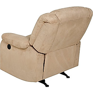 Relaxzen Longstreet Rocker Recliner with Massage, Heat and Dual USB Ports,Microfiber, Beige