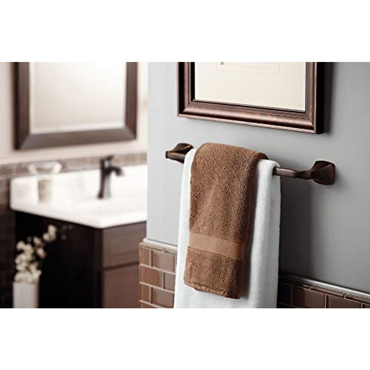 Moen YB5124BN Voss Collection 24-Inch Bathroom Single-Towel Bar, Brushed Nickel