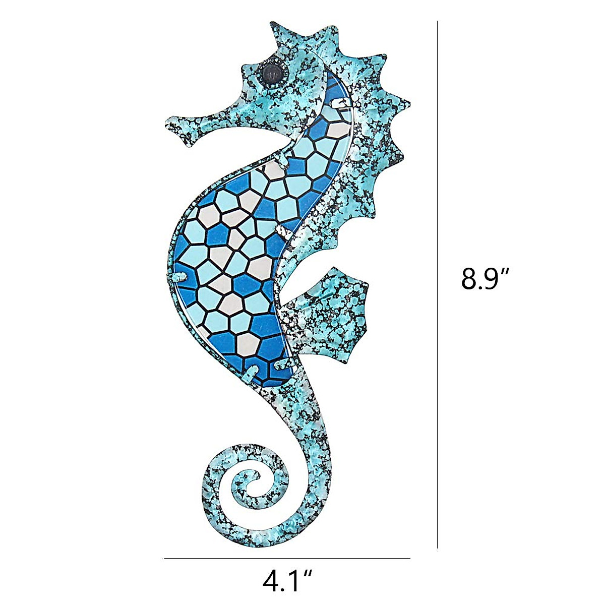 Maansfy Seahorse Wall Decor Mosaic Glass Art Metal Sculpture Hanging Decorations Set of 3 for Home Garden Bedroom Patio