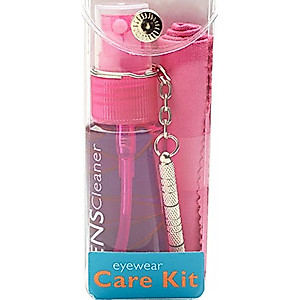 Eyeglass Cleaning & Repair Kit; 1oz Bottle Cleaning Spray, Microfiber Cleaning Cloth, Keychain Screwdriver, Pink
