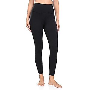 YUNOGA Women's Soft High Waisted Yoga Pants Tummy Control Ankle Length Leggings (L, Black)