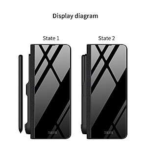 XIMAND for Samsung Galaxy Z Fold 5 5G Case with S-Pen Holder Pocket, Kickstand,Luxury Flip Plating Shockproof Glass Hybrid Leather All-Inclusive Flip Cover.(Grey)