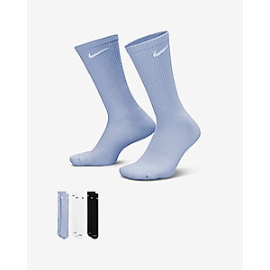 Nike Men`s Everyday Plus Cotton Cushioned Training Crew Socks 3 Pack (Multi(SX6888-922)/W, Large)
