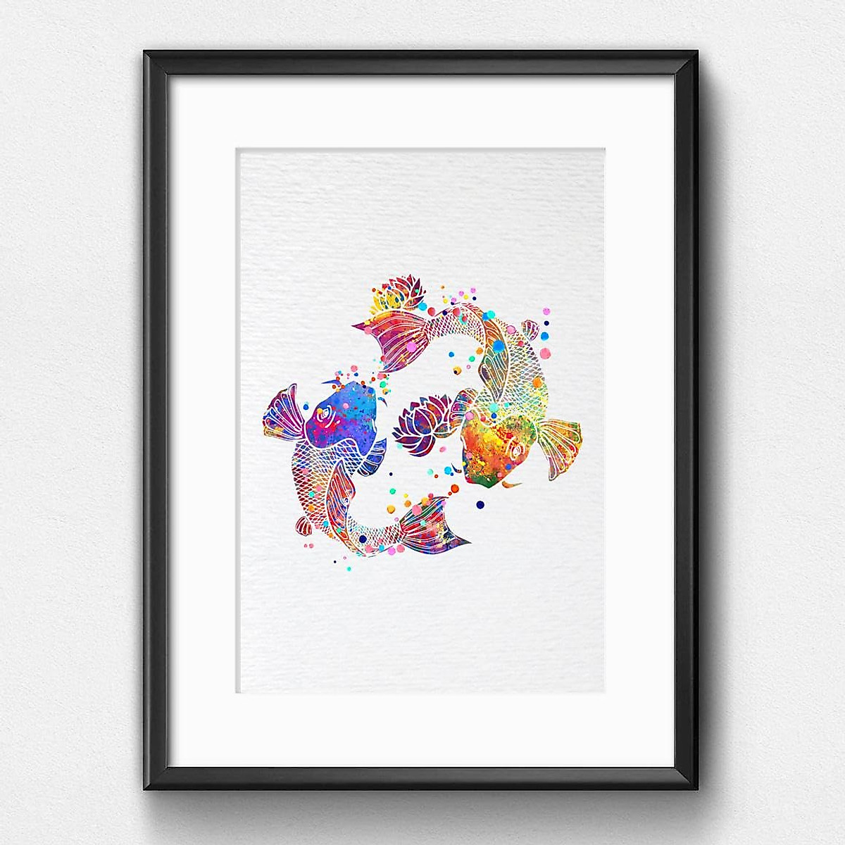 Dignovel Studios 8X10 Unframed Koi Fish Lotus Meditation Yin Yang Japanese Yoga Watercolor Art Print Poster Inspirational Wall Art Housewarming Office Home Decor DN550