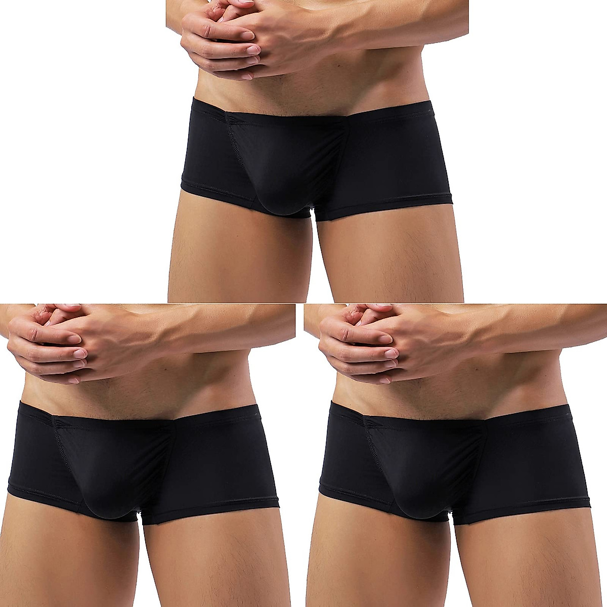 Faringoto Men's Shorts Men Gay Underwear Ice Silk Breathable Slip Boxershorts Black