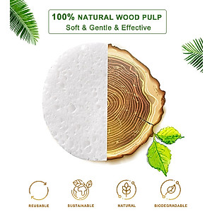 50-Count Compressed Facial Sponges for Daily Cleansing and Gentle Exfoliating, 100% Natural Cellulose Spa Sponge Perfect for Removing Dead Skin, Dirt and Makeup