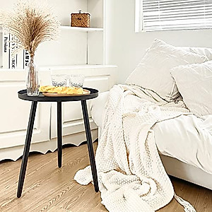 CADANI Round Side Table, Black Modern End Table, Metal Accent Table for Small Spaces, Living Room, Bedroom, Balcony, Easy Assembly, 15.8x18.9inches