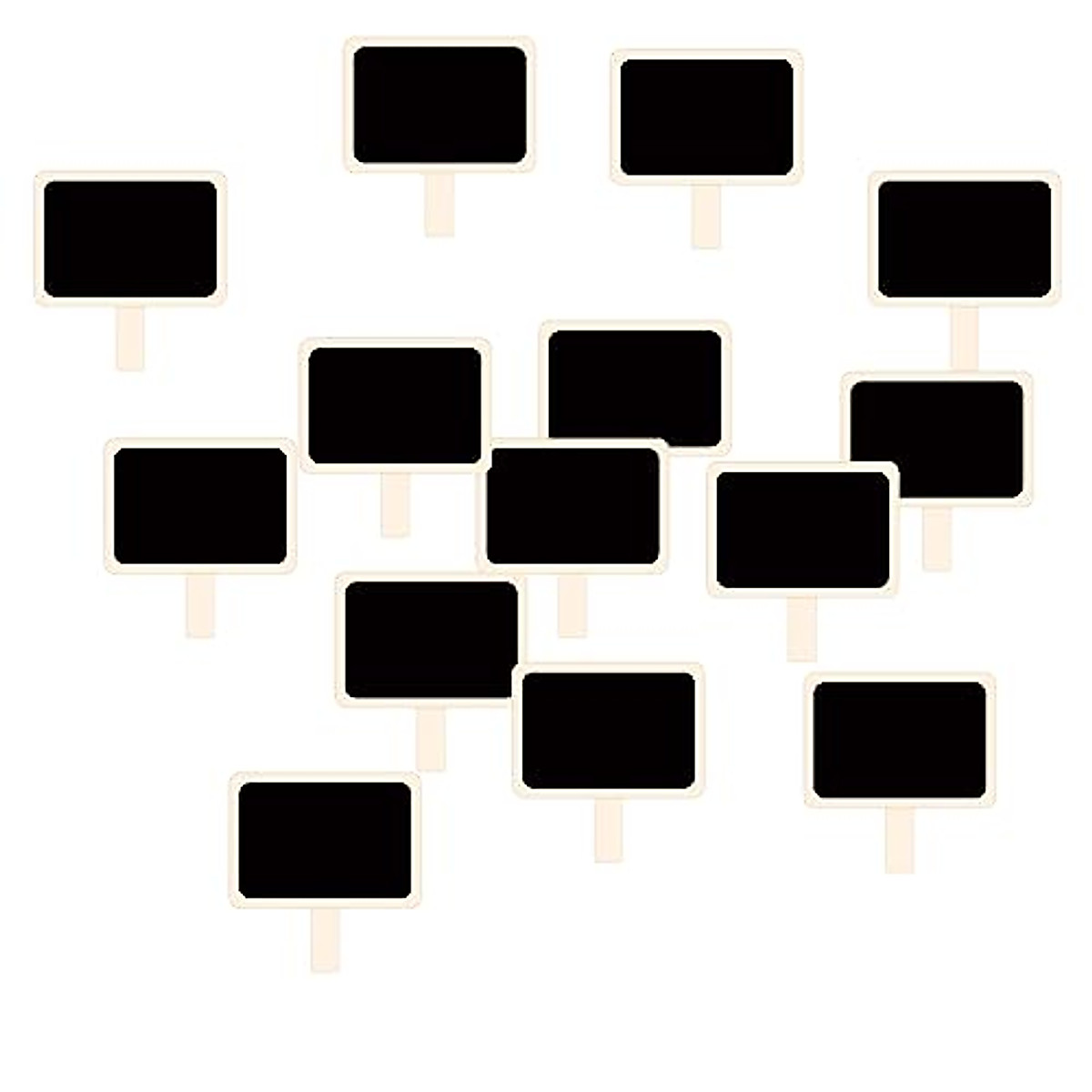 KADBLE Mini Wood Chalkboard Blackboard Clips Message Board Tag Photo Price Signs for Memo,Note Taking,Food Label,Wedding Table Number Place Card, Set of 30 (Rectangle Shape)