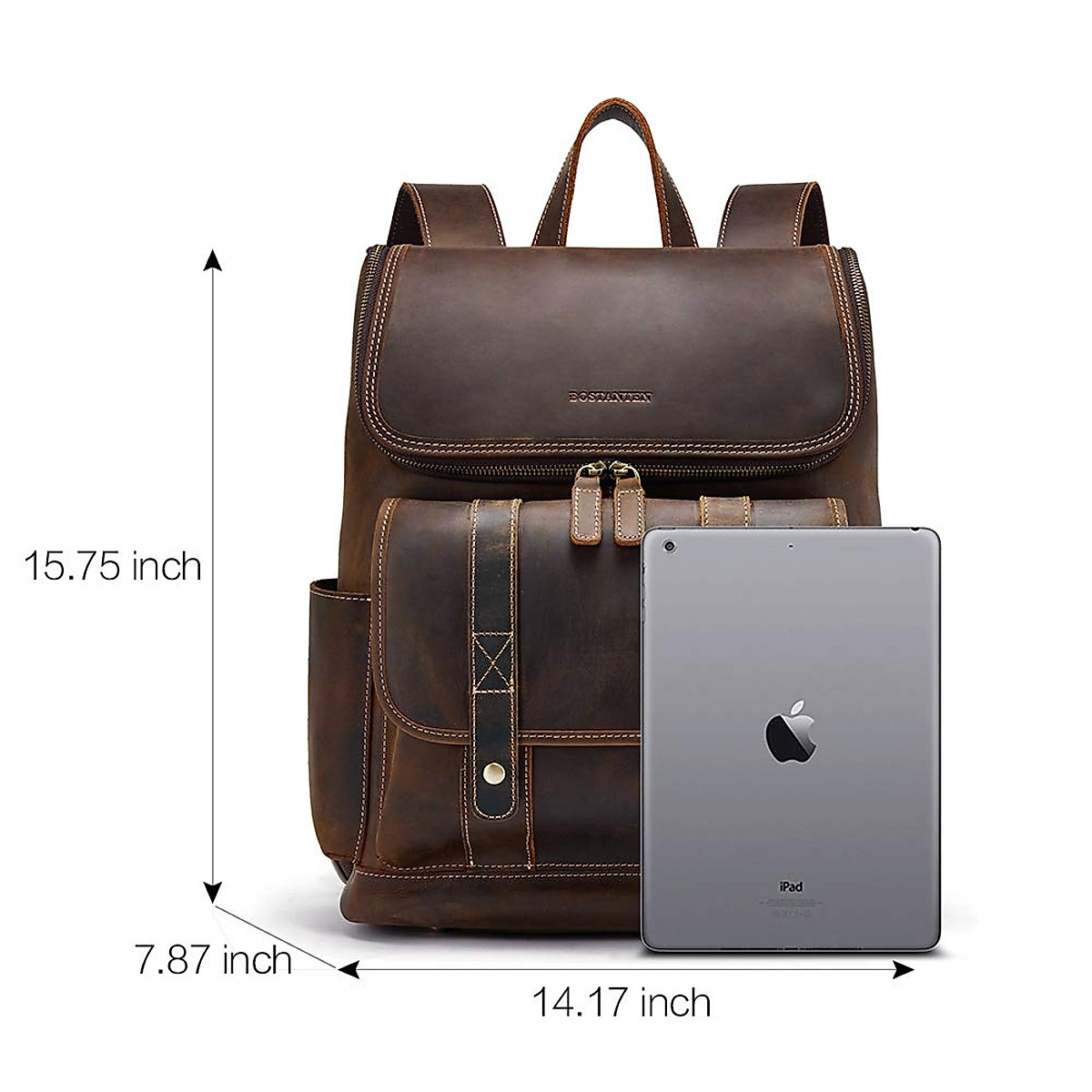 BOSTANTEN Genuine Leather Wallets for Men ＆ Leather Backpack for Men 15.6 inch Laptop Backpack Shoulder Bag