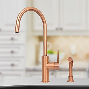 One-Handle Widespread Kitchen Faucet with Side Sprayer (Copper)