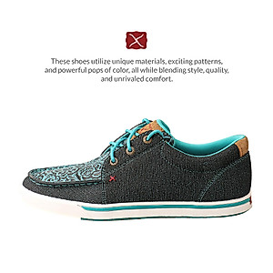 Twisted X Women's Kicks - Casual Sneakers Made with Hybrid Performance Leather, ecoTweed Lining, and Blended Rice Husk Outsole, Dark Teal & Teal, 10 M