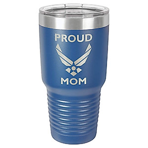 PROUD AIR FORCE MOM BLUE 30 oz Drink Tumbler With Straw | Laser Engraved Travel Mug With Funny Quotes | Compare To Yeti Rambler | Mother's Day Gift Idea | OnlyGifts.com