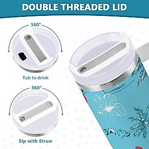 DIGTIA Stainless Steel Insulated Tumbler w/Handle & Straw, Lobster Double Wall Vacuum Travel Coffee Mug Cup w/Lid, Leak-Proof Sports Summer Beach Water Bottle,30oz