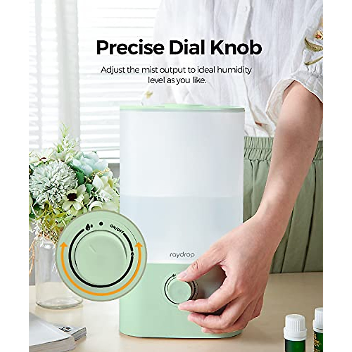 raydrop Cool Mist Humidifier Diffuser, 2.5L Essential Oil Diffuser, Top Fill Humidifier for Bedroom, Home and Office, Baby Humidifier with Adjustable Mist Output, Sleep Mode, Auto Shut Off